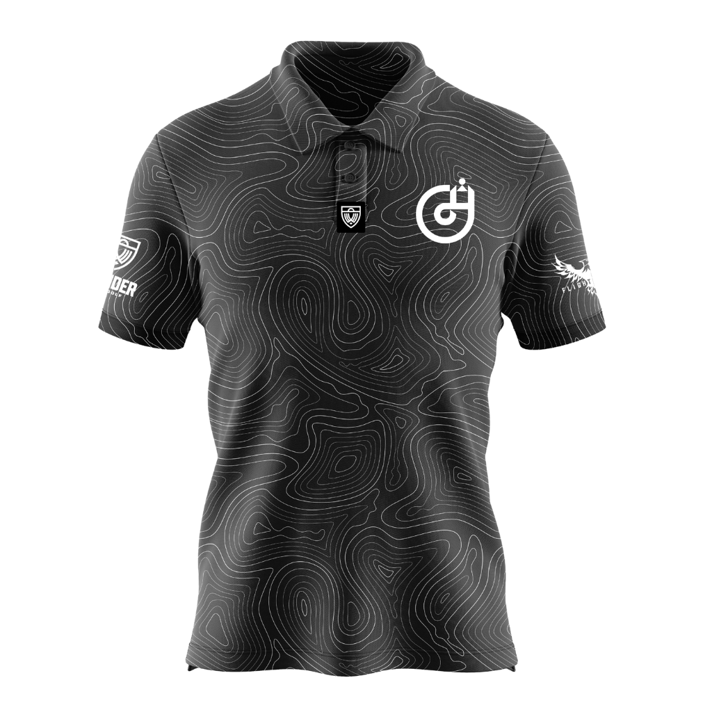 Wander Disc Golf - Calvin Heimburg 2024 - Charcoal Topographic Polo ...